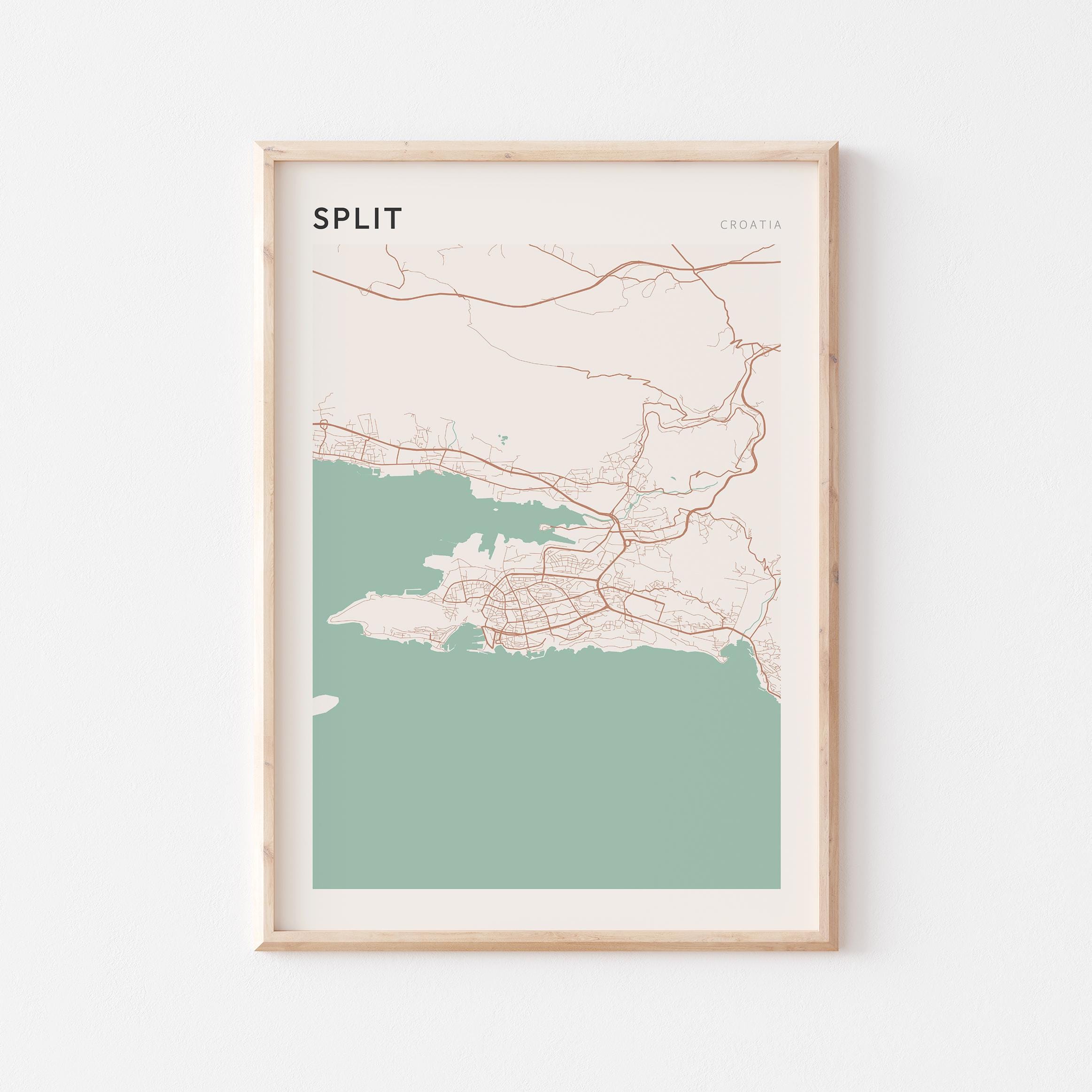 Split Map Poster, Split Print, Split Poster, Split Wall Art, Croatia, Travel Gift, Farmhouse ...