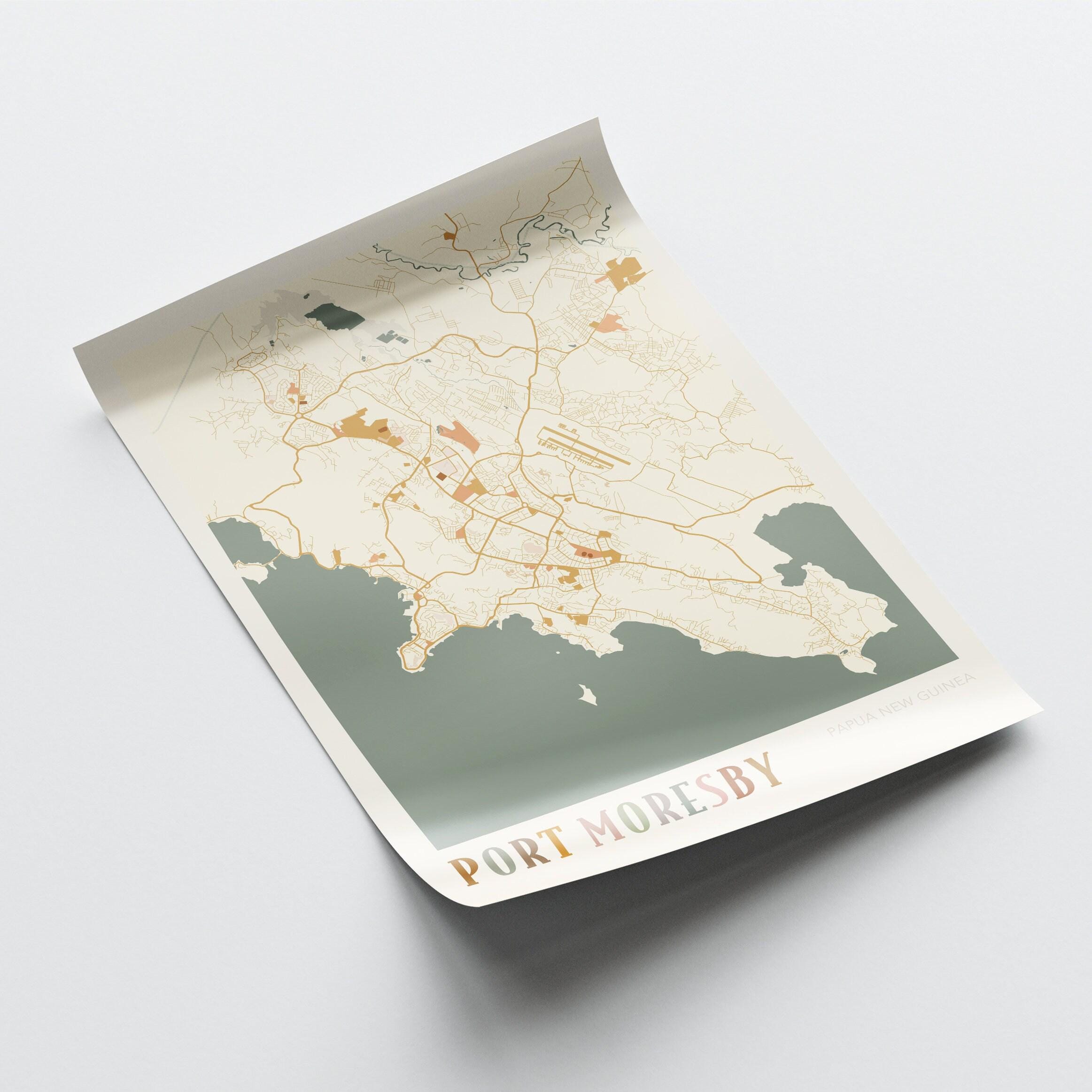 Port Moresby Map Poster, Port Moresby Wall Art, Port Moresby Map, Port ...
