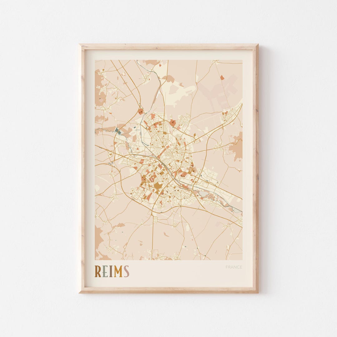 Reims Map Poster, Reims Print, Reims Poster, Reims Wall Art, France ...