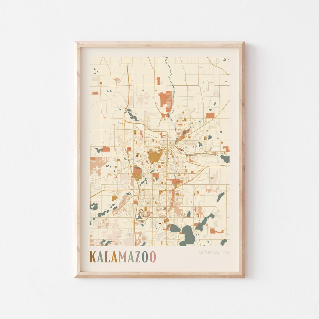 Kalamazoo Map Poster, Kalamazoo Print, Kalamazoo Poster, Kalamazoo Wall ...