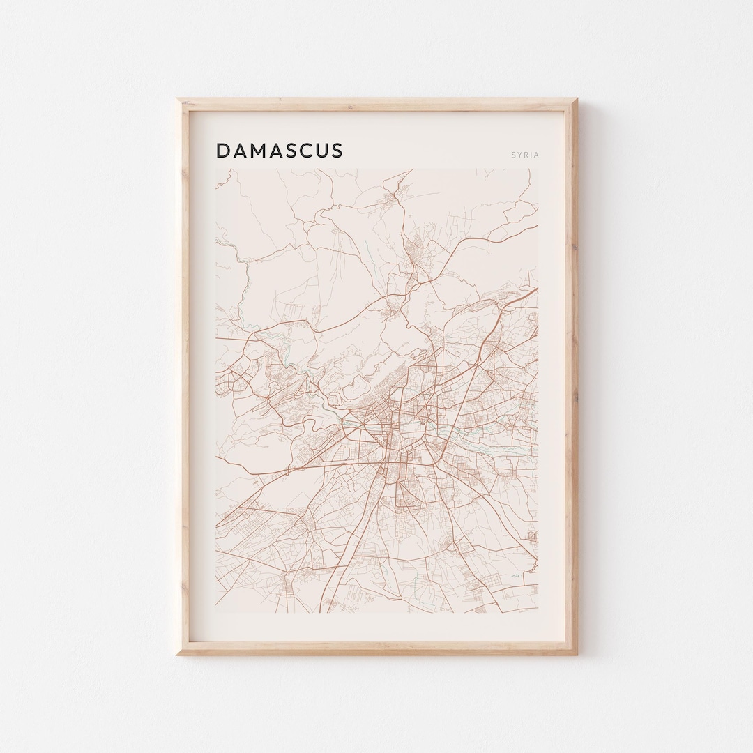 Damascus Map Poster, Damascus Print, Damascus Poster, Damascus Wall Art ...
