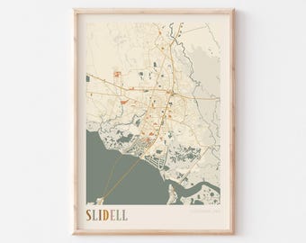 Slidell Map Print, Slidell Map Poster Wall Art, La City Map, Louisiana ...