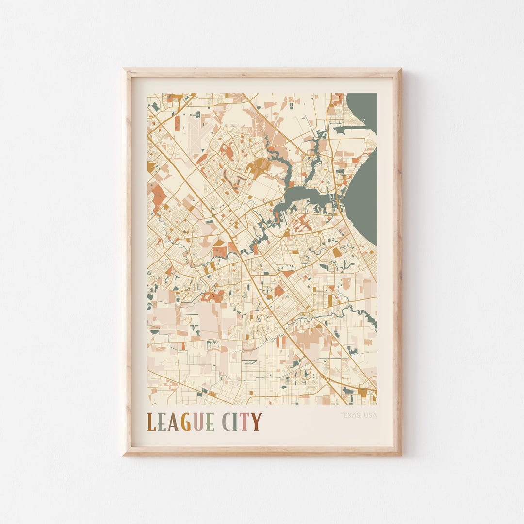League City Map Poster, League City Print, League City Poster, League ...