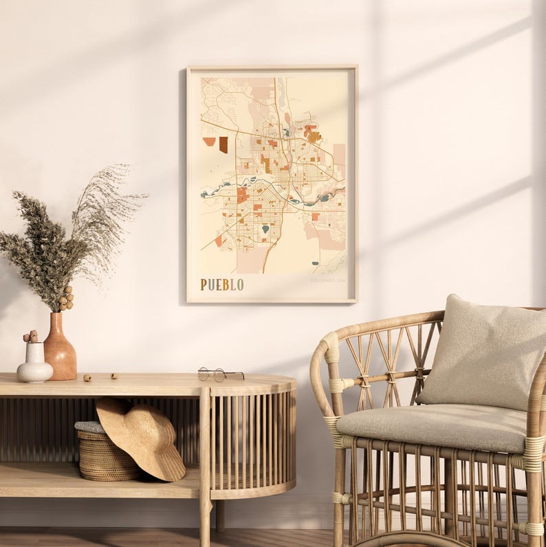 Pueblo Map Poster, Pueblo Print, Pueblo Poster, Pueblo Wall Art ...