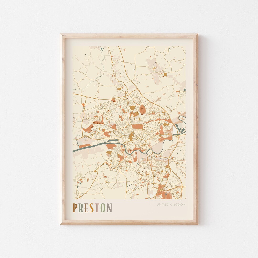 Preston Map Poster, Preston Print, Preston Poster, Preston Wall Art ...