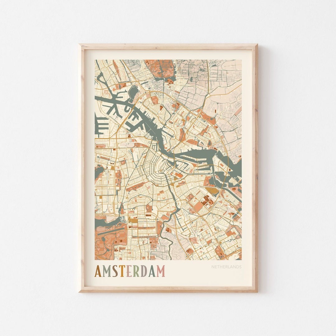 Amsterdam Map Poster, Amsterdam Print, Amsterdam Poster, Amsterdam Wall ...