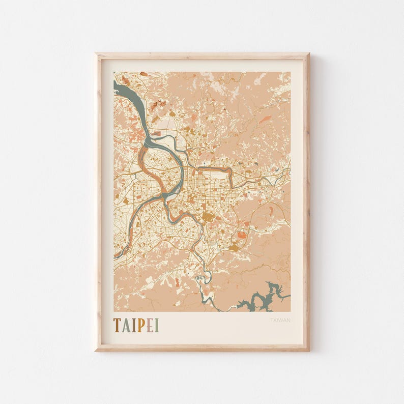 Taipei Map Poster, Taipei Print, Taipei Poster, Taipei Wall Art, Taiwan ...