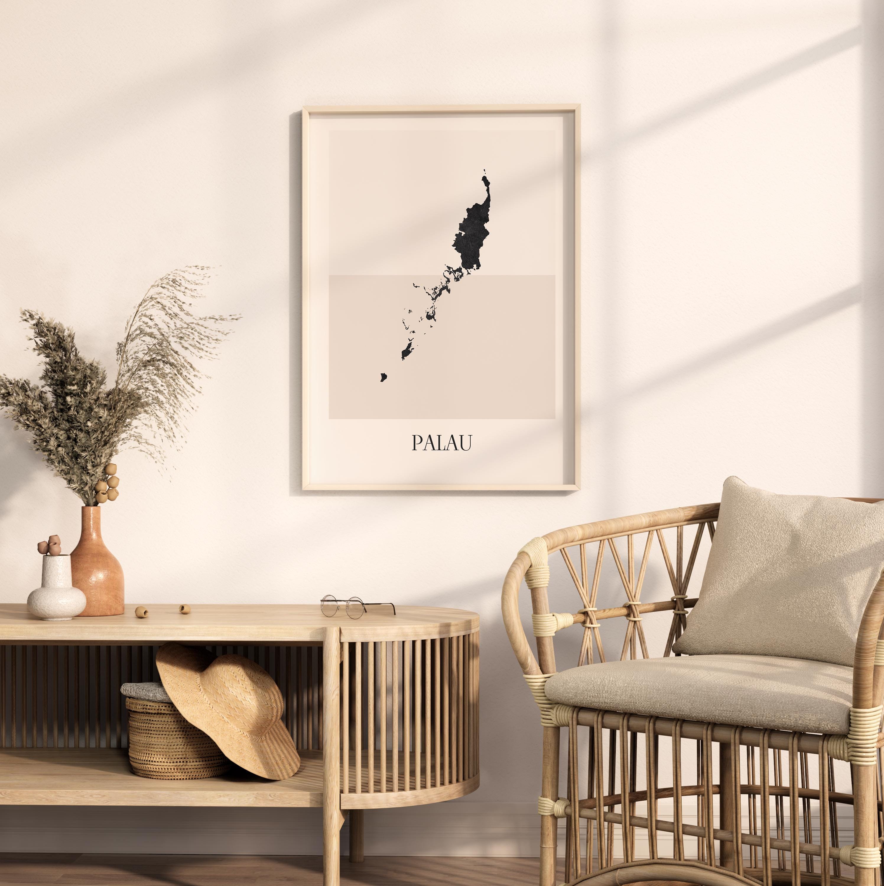 Palau Map Poster, Palau Print, Palau Map Print Minimalist Boho Wall Art ...