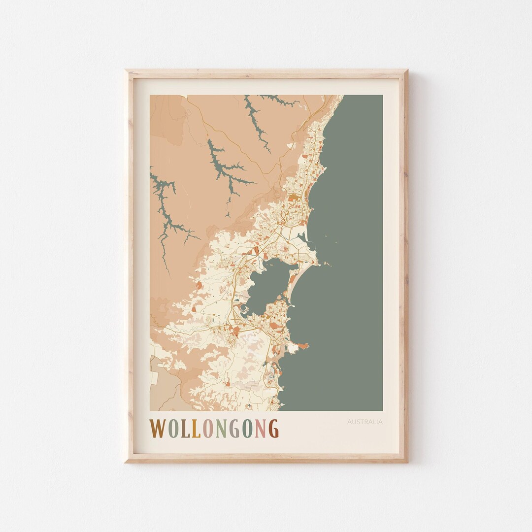 Wollongong Map Poster, Wollongong Wall Art, Wollongong Map, Wollongong ...