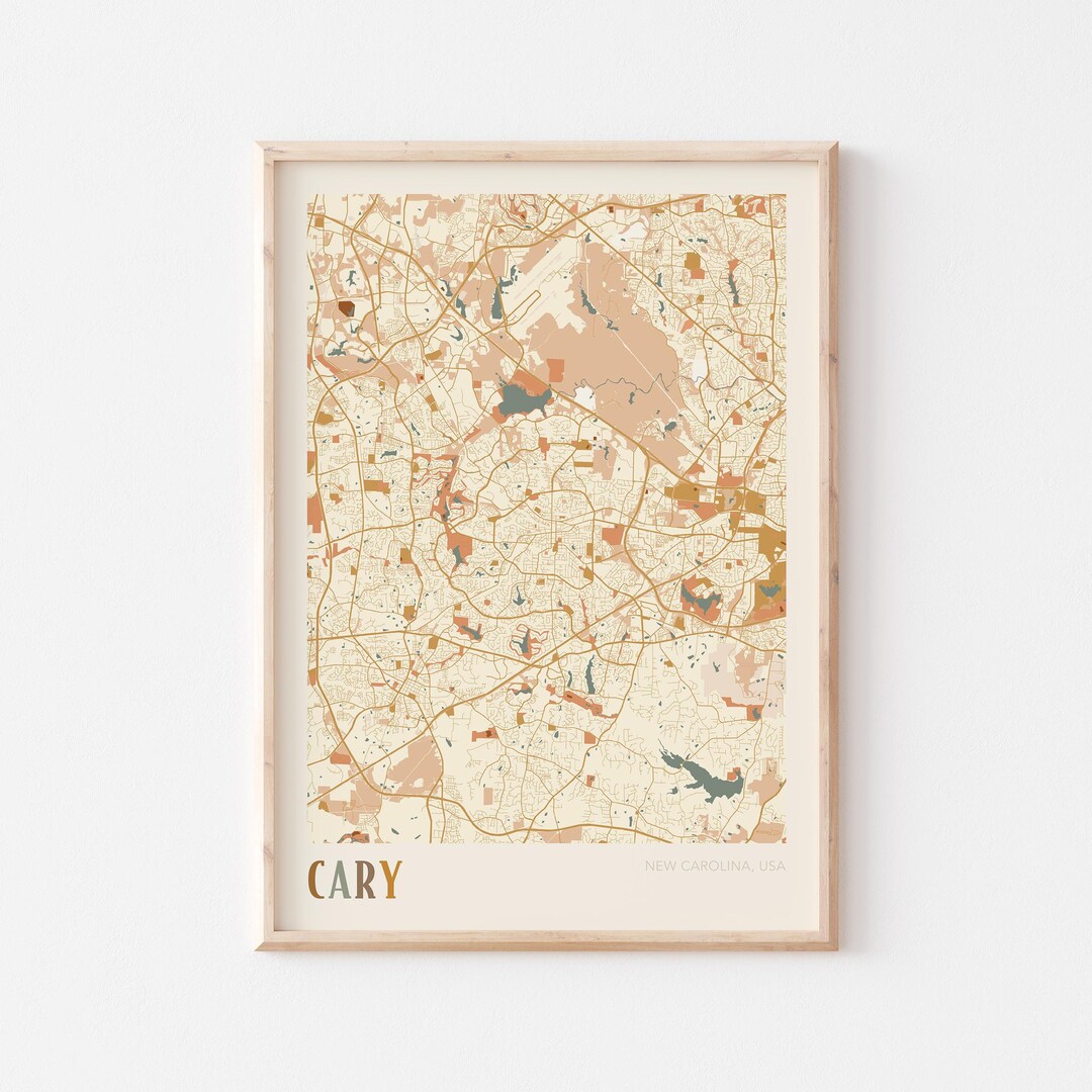 Cary Map Poster, Cary Print, Cary Poster, Cary Wall Art, North Carolina ...