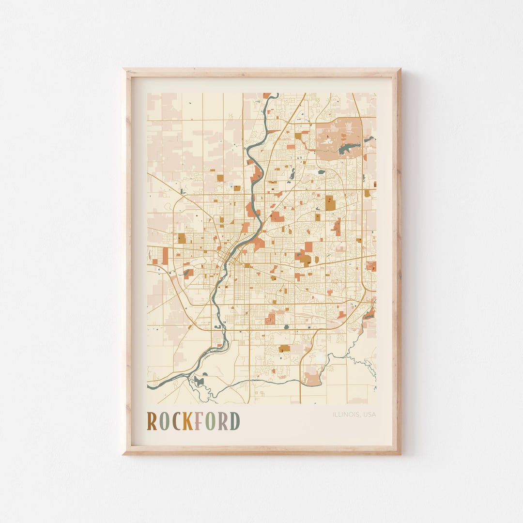 Rockford Map Poster, Rockford Print, Rockford Poster, Rockford Wall Art ...