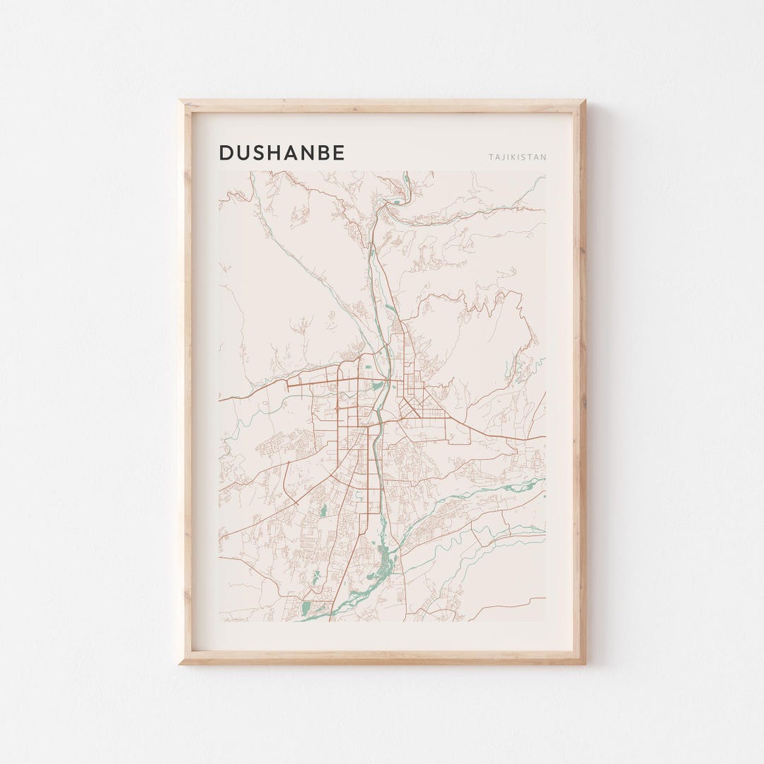 Dushanbe Map Poster, Dushanbe Print, Dushanbe Poster, Dushanbe Wall Art ...