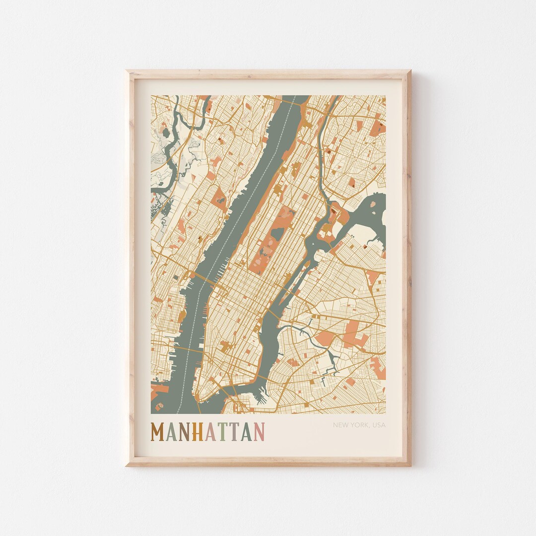 Manhattan Map Poster, Manhattan Print, Manhattan Poster, Manhattan Wall ...