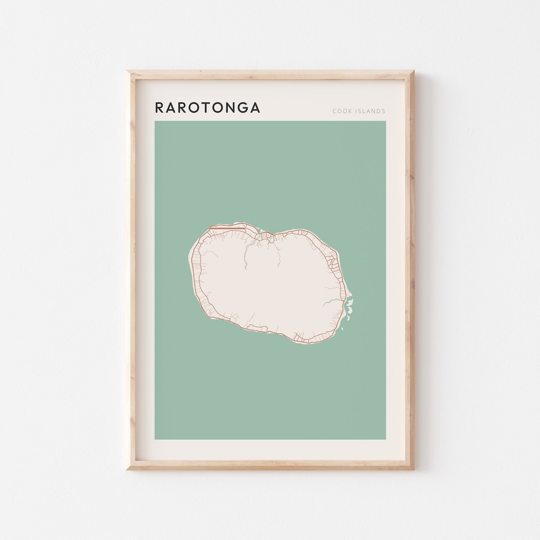 Rarotonga Map Poster, Rarotonga Wall Art, Rarotonga Map, Rarotonga ...