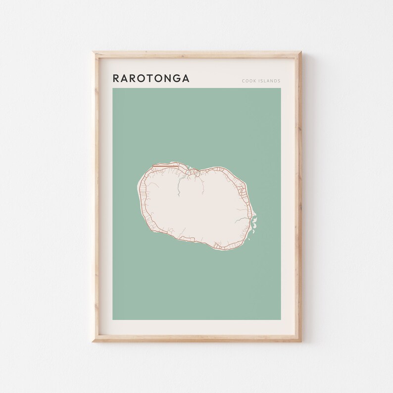 Rarotonga Map Poster, Rarotonga Wall Art, Rarotonga Map, Rarotonga ...