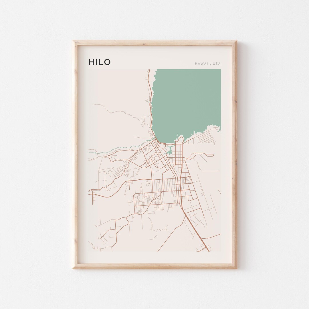 Hilo Map Poster, Hilo Print, Hilo Poster, Hilo Wall Art, Hawaii, Travel ...