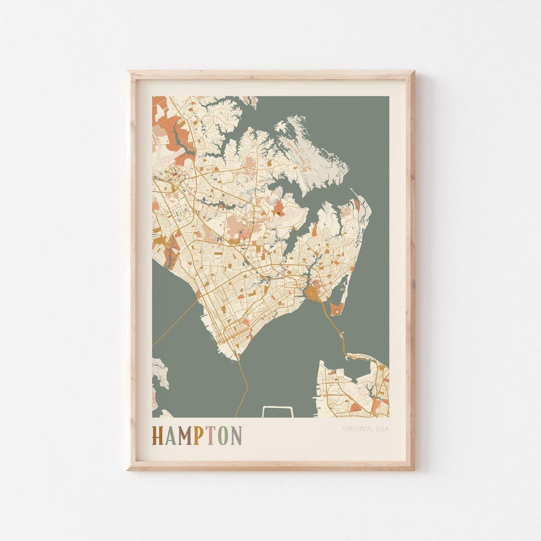 Hampton Map Poster, Hampton Print, Hampton Poster, Hampton Wall Art ...