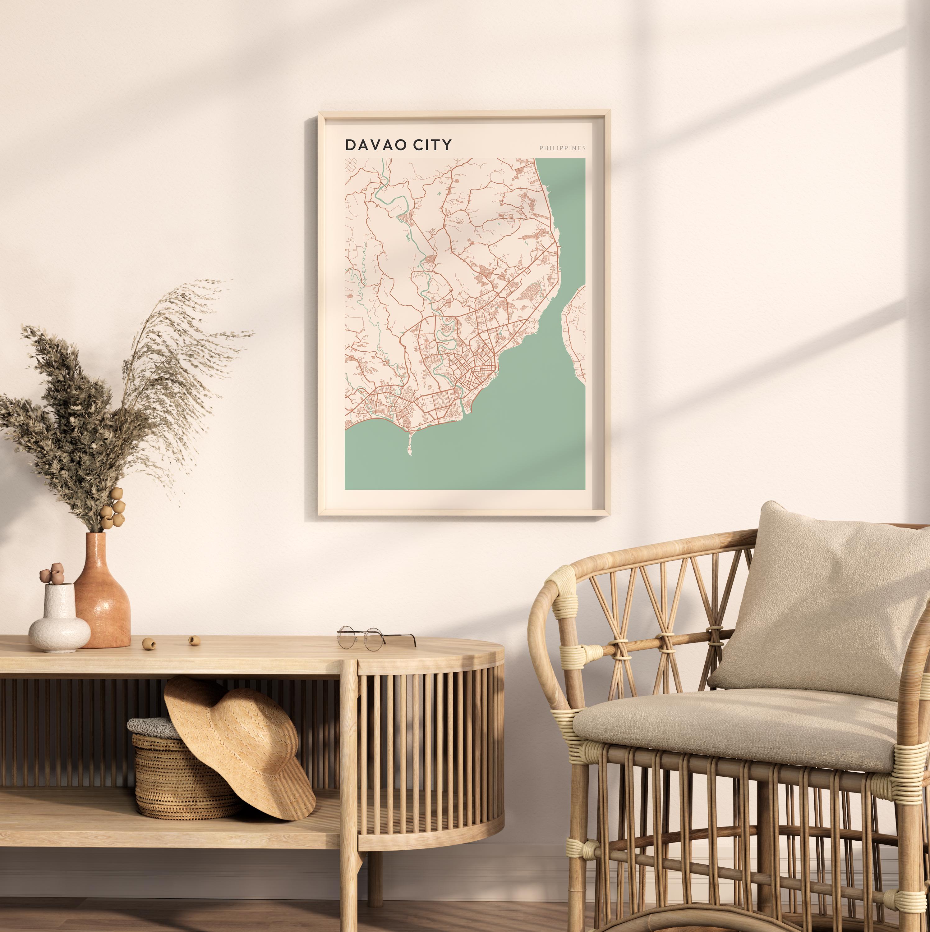Davao City Map Poster, Davao City Print, Davao City Poster, Davao City ...
