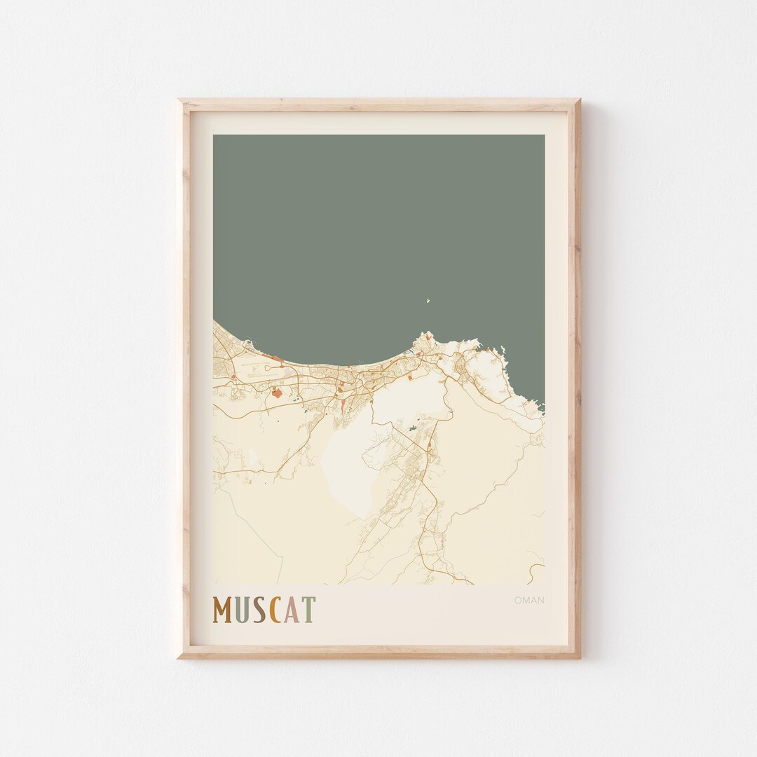 Muscat Map Poster, Muscat Print, Muscat Poster, Muscat Wall Art, Oman ...