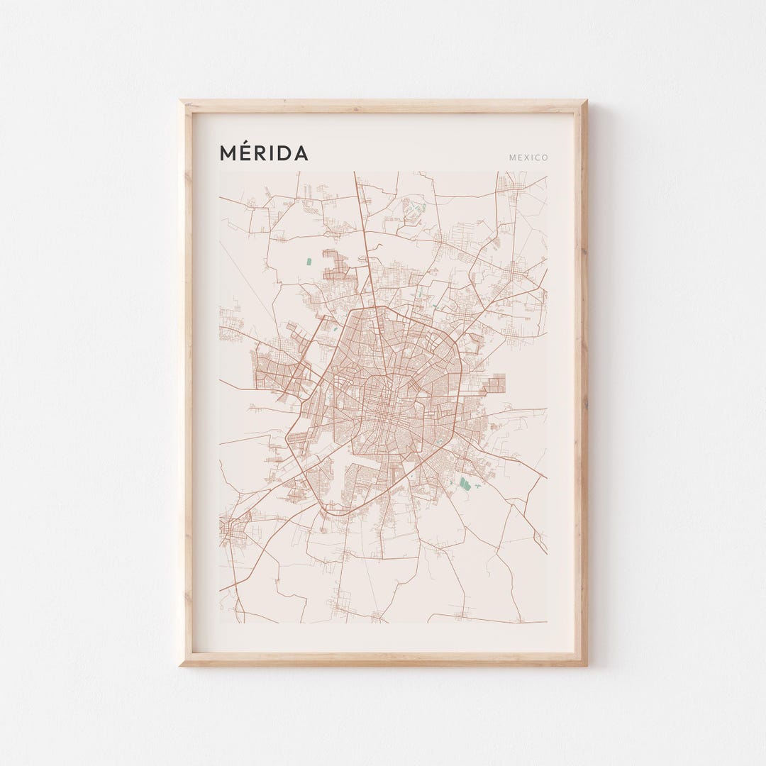Merida Map Poster, Merida Print, Merida Poster, Merida Wall Art, Mexico ...