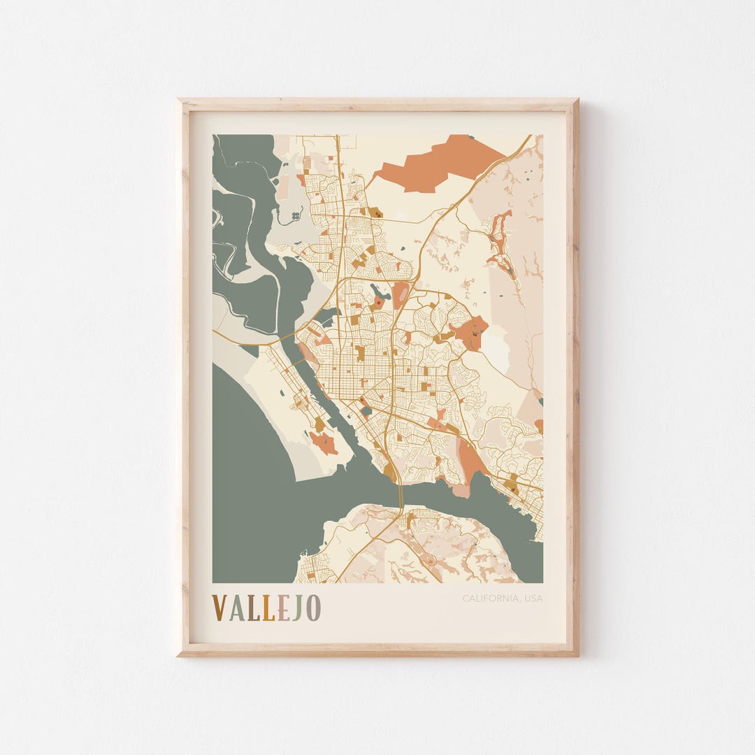 Vallejo Map Poster, Vallejo Print, Vallejo Poster, Vallejo Wall Art ...