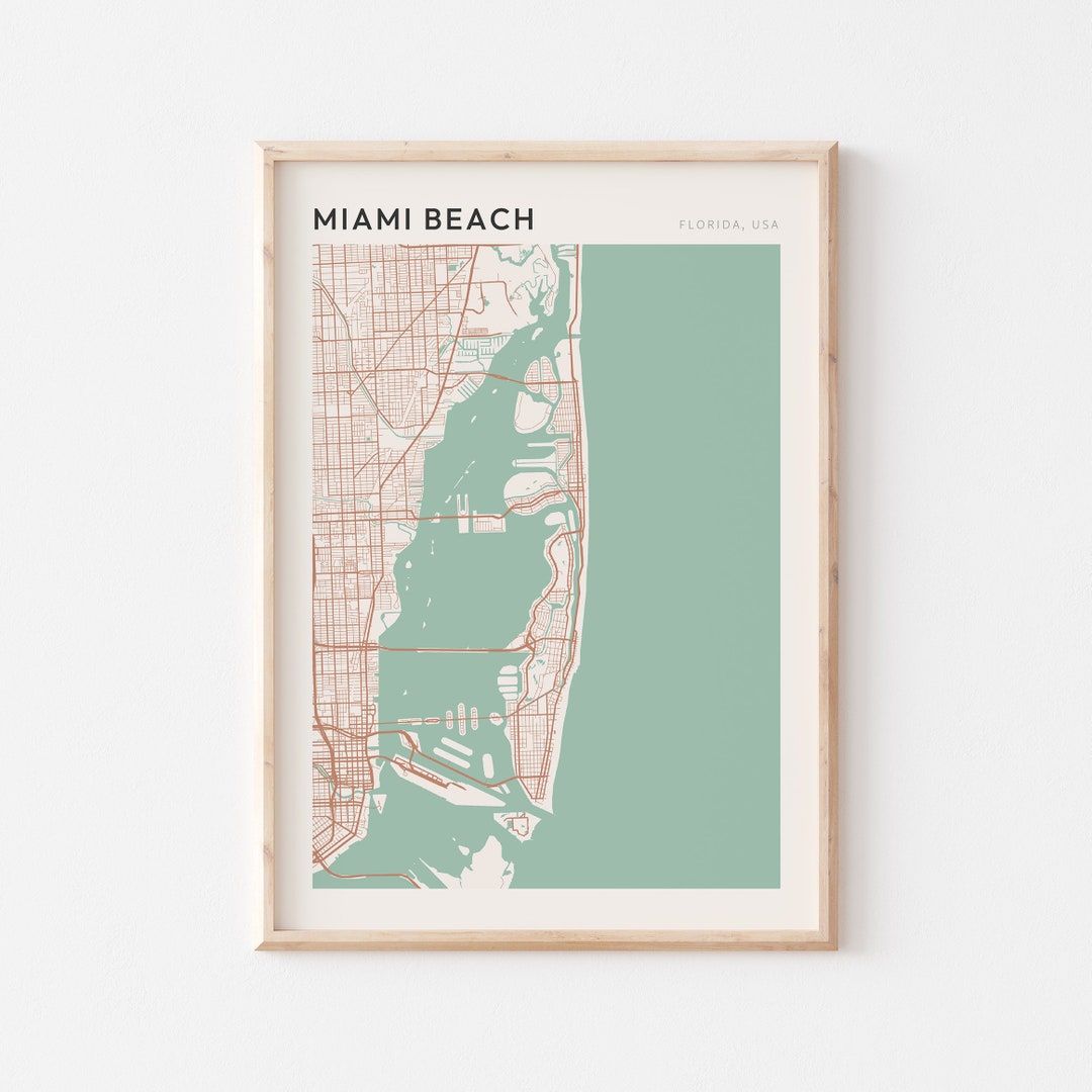 Miami Beach Map Poster, Miami Beach Print, Miami Beach Poster, Miami ...