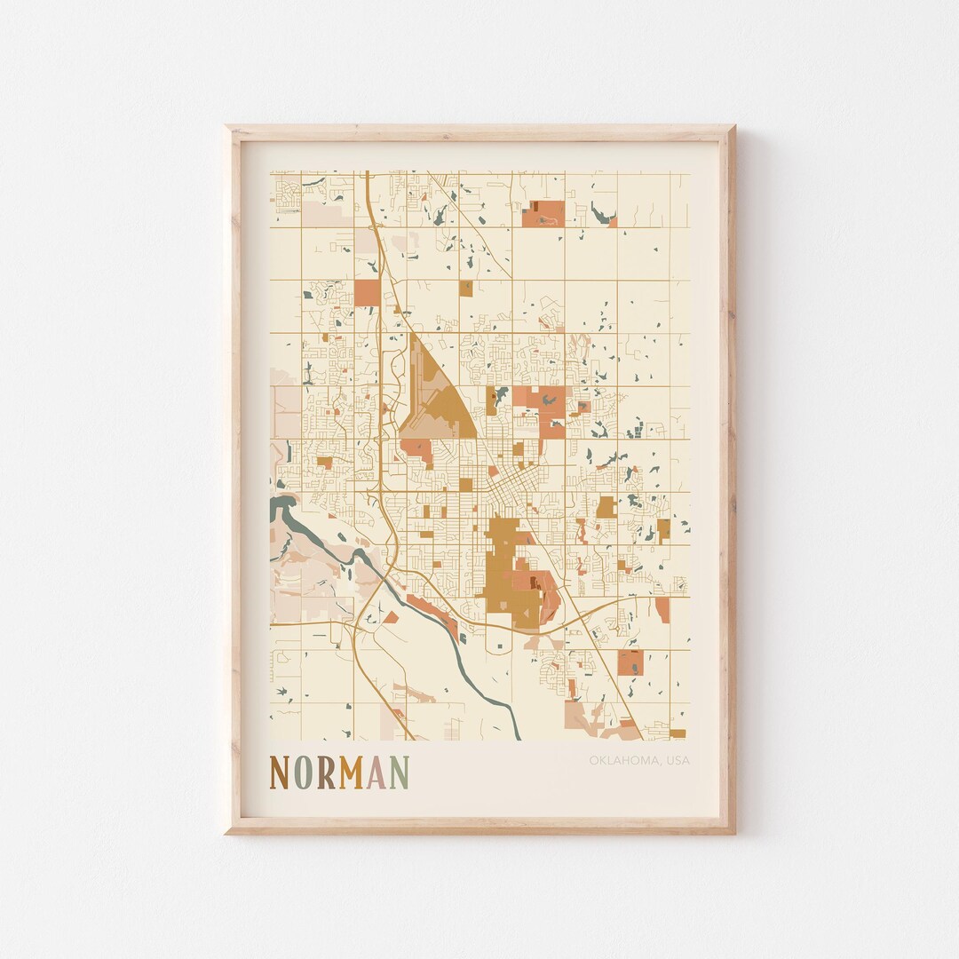 Norman Map Poster, Norman Print, Norman Poster, Norman Wall Art ...