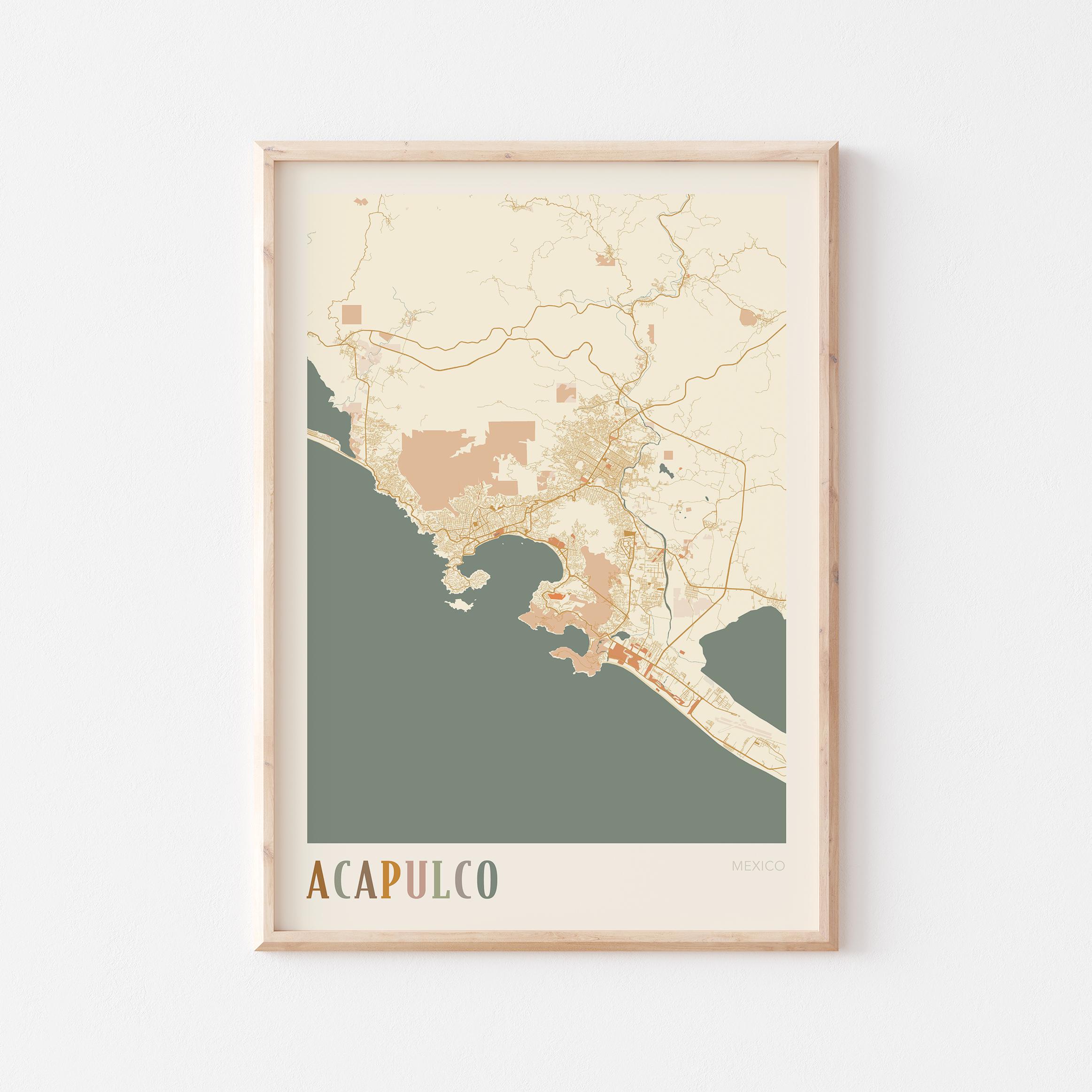Acapulco Map Poster, Acapulco Print, Acapulco Poster, Acapulco Wall Art ...