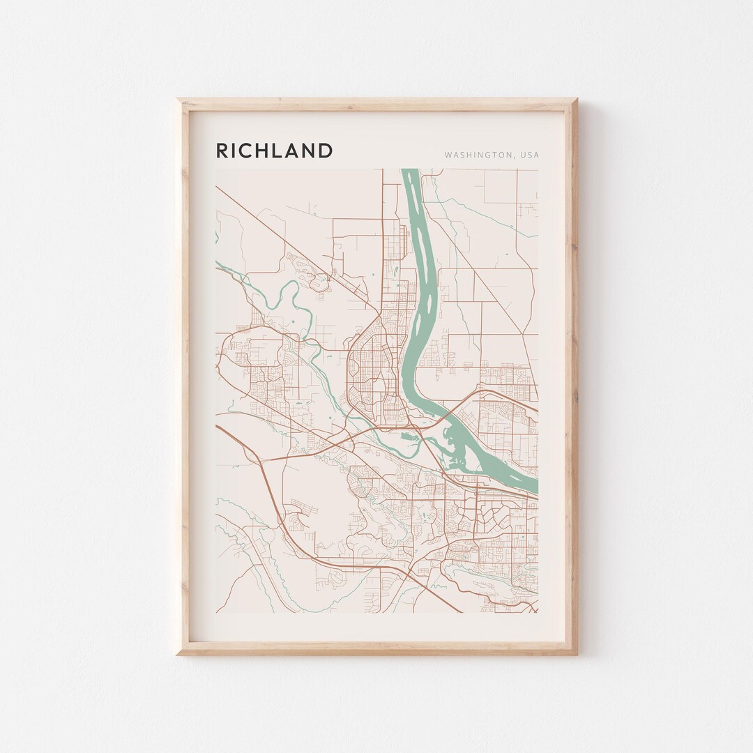 Richland Map Poster, Richland Print, Richland Poster, Richland Wall Art ...