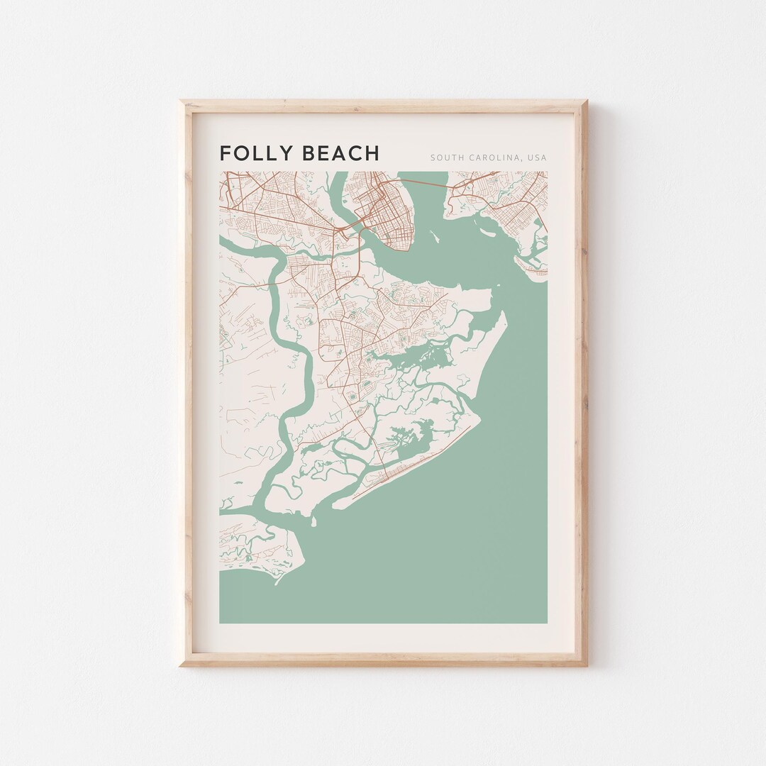 Folly Beach Map Poster, Folly Beach Print, Folly Beach Poster, Folly Beach Wall Art, South ...