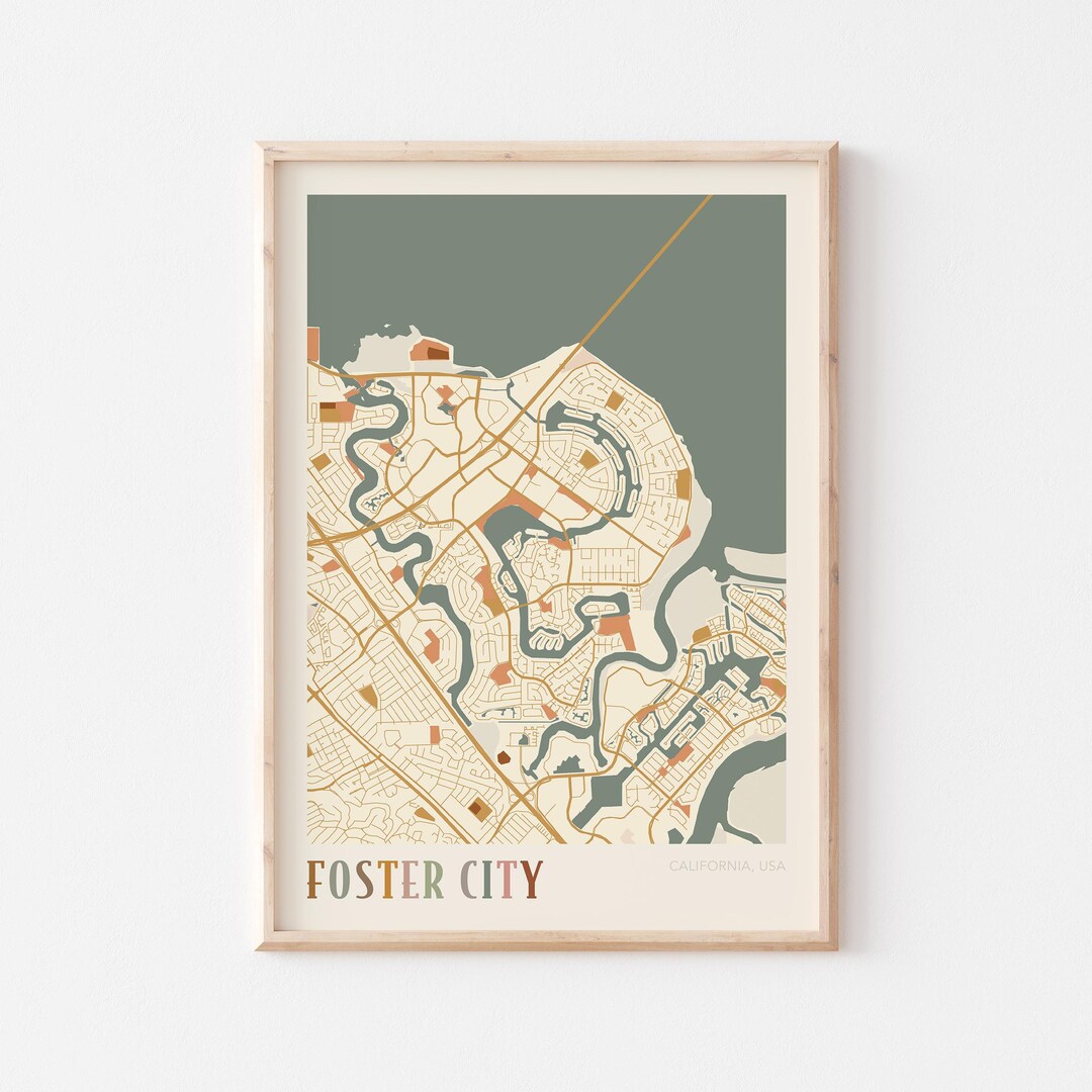 Foster City Map Poster, Foster City Print, Foster City Poster, Foster ...