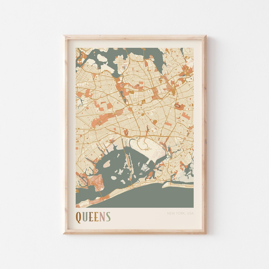 Queens Map Poster, Queens Print, Queens Poster, Queens Wall Art, New ...