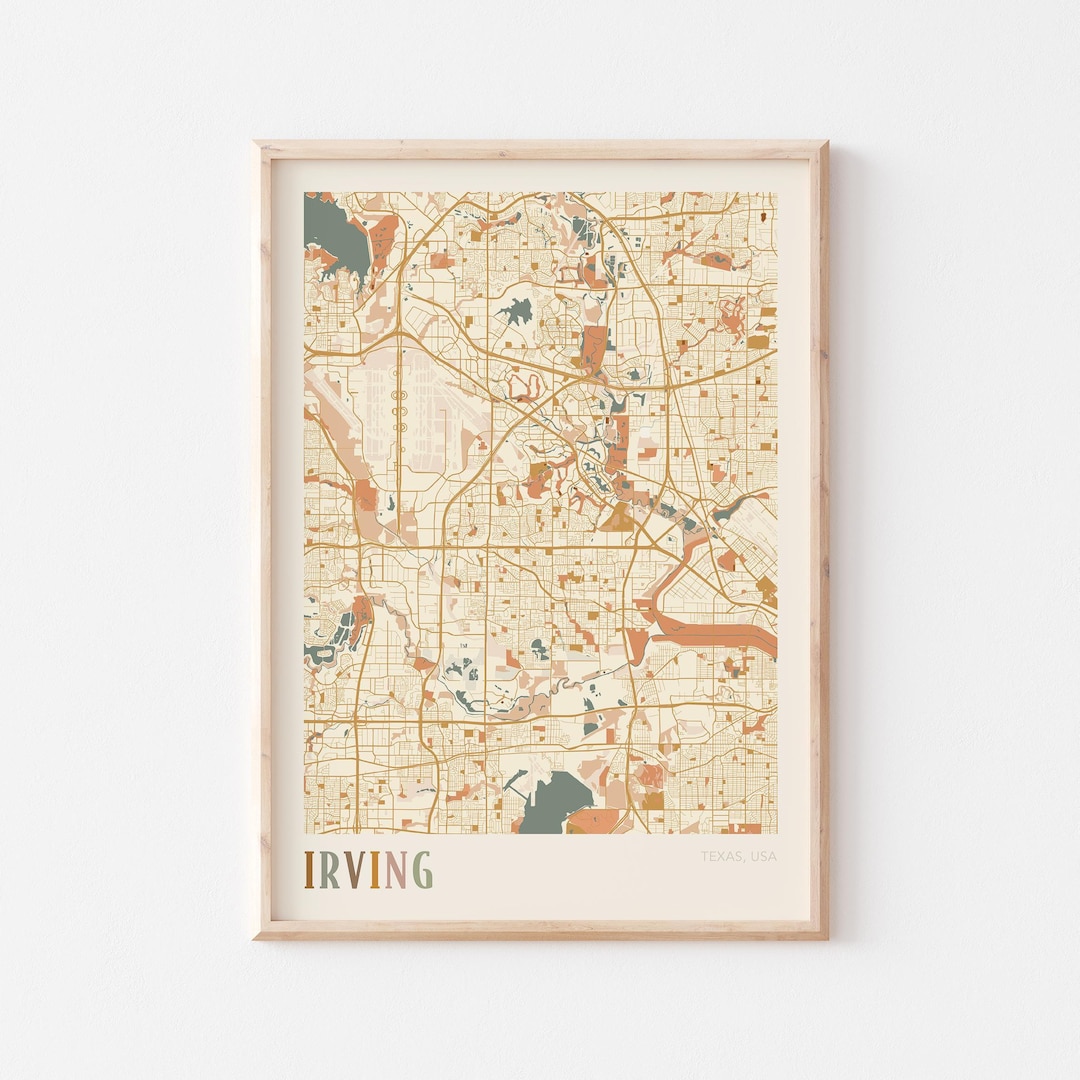 Irving Map Poster, Irving Print, Irving Poster, Irving Wall Art, Texas ...
