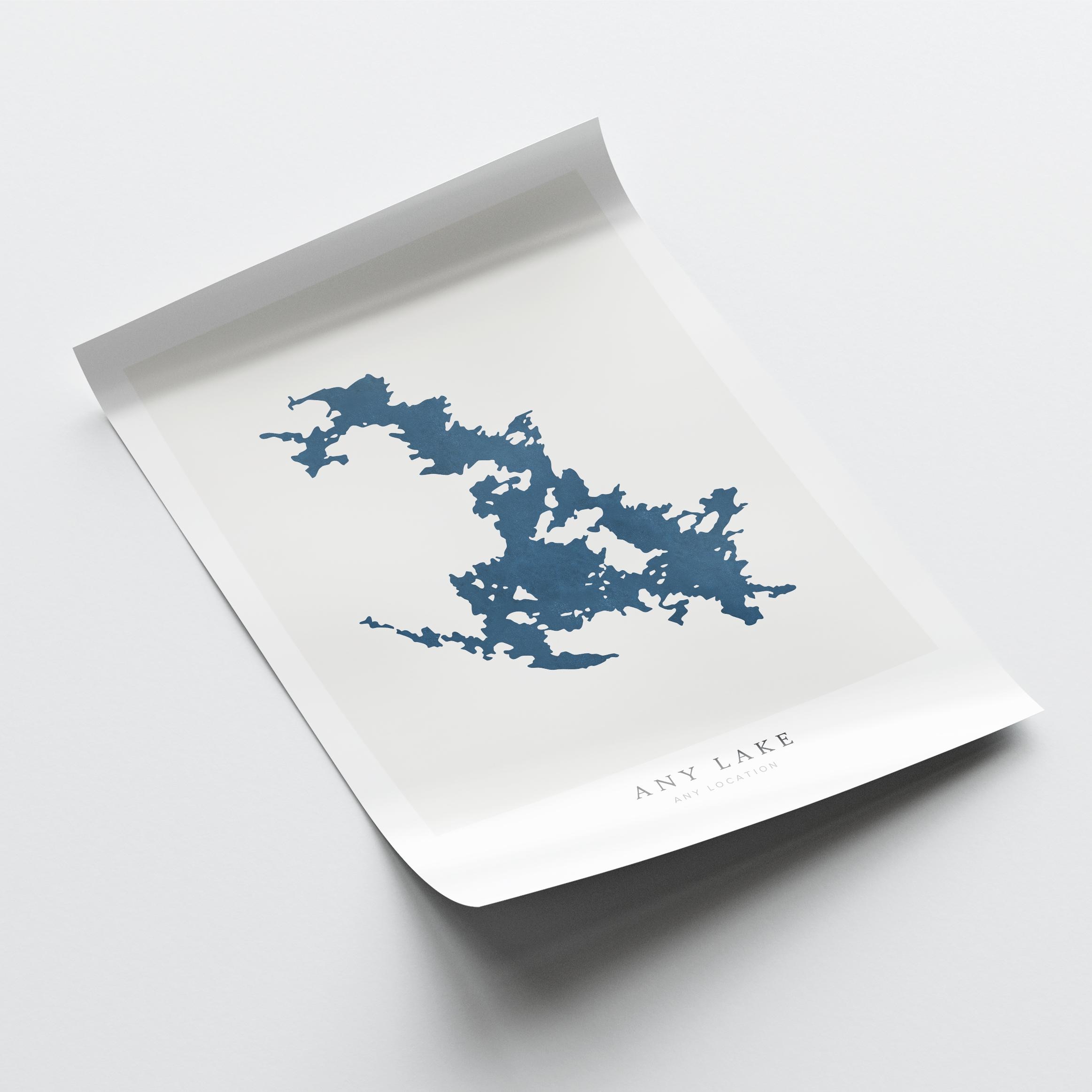 Custom Lake Print, Any Lake Map, Custom Lake Poster, Custom Lake Map ...