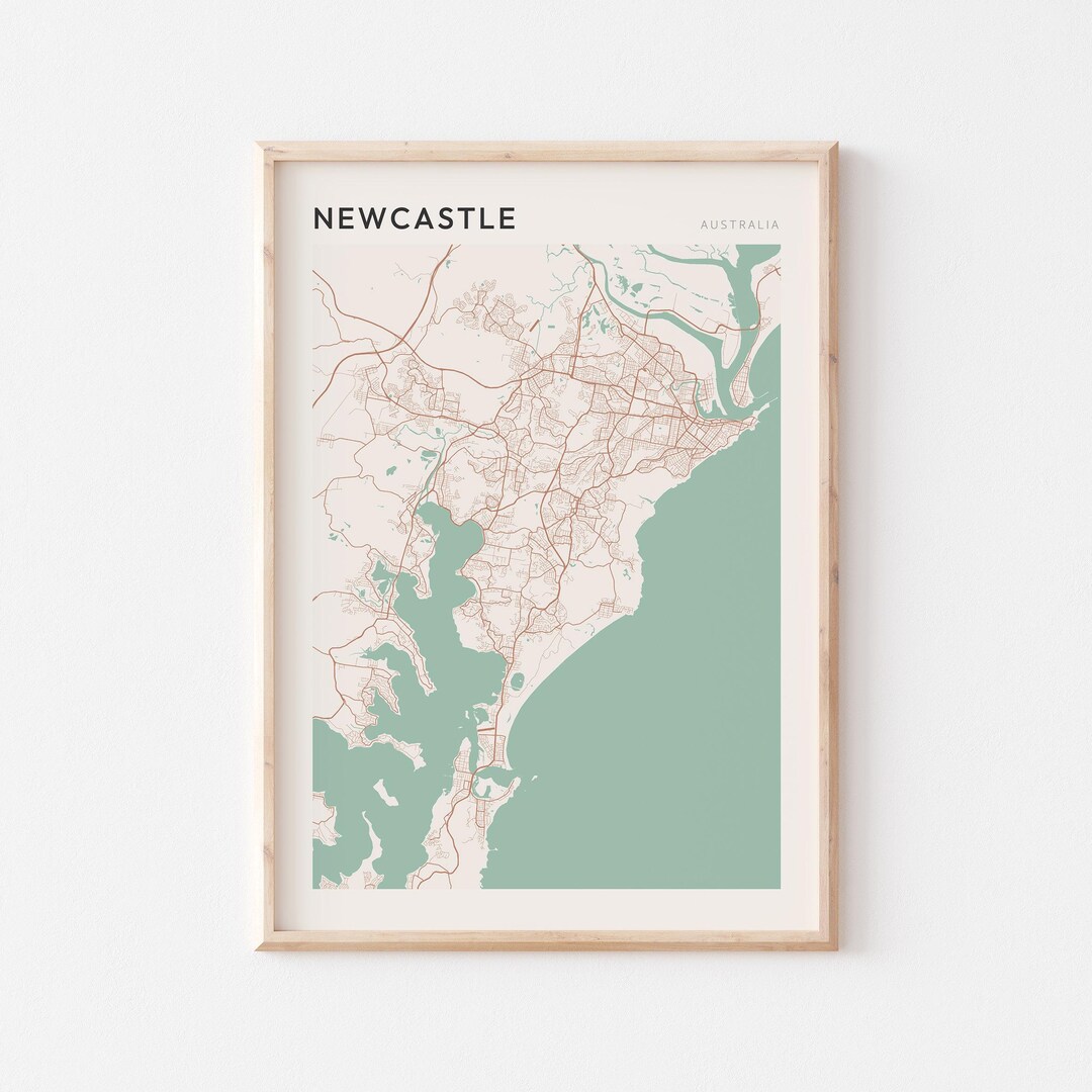 Newcastle Map Poster, Newcastle Wall Art, Newcastle City Map, Newcastle ...