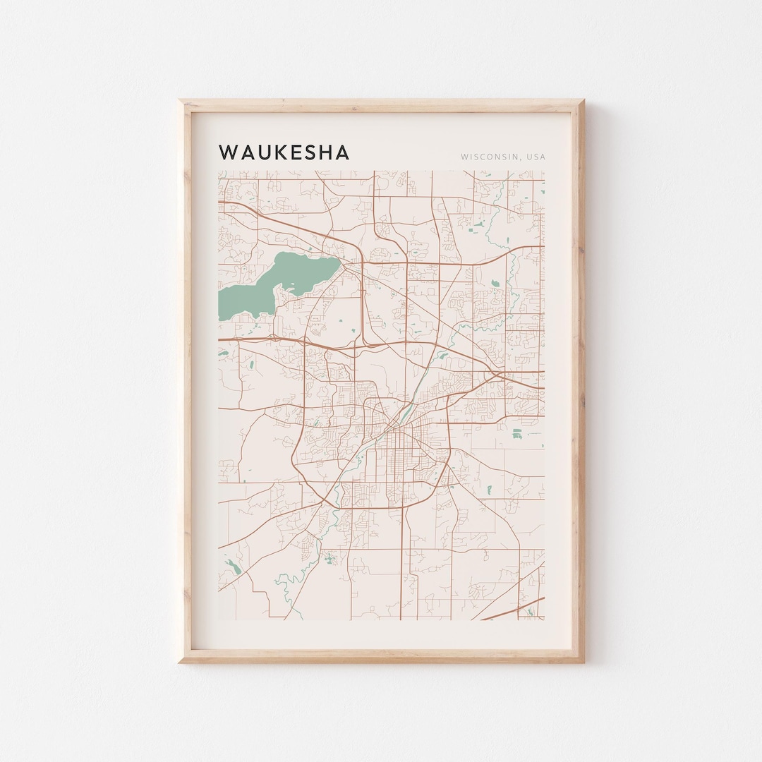 Waukesha Map Poster, Waukesha Print, Waukesha Poster, Waukesha Wall Art ...