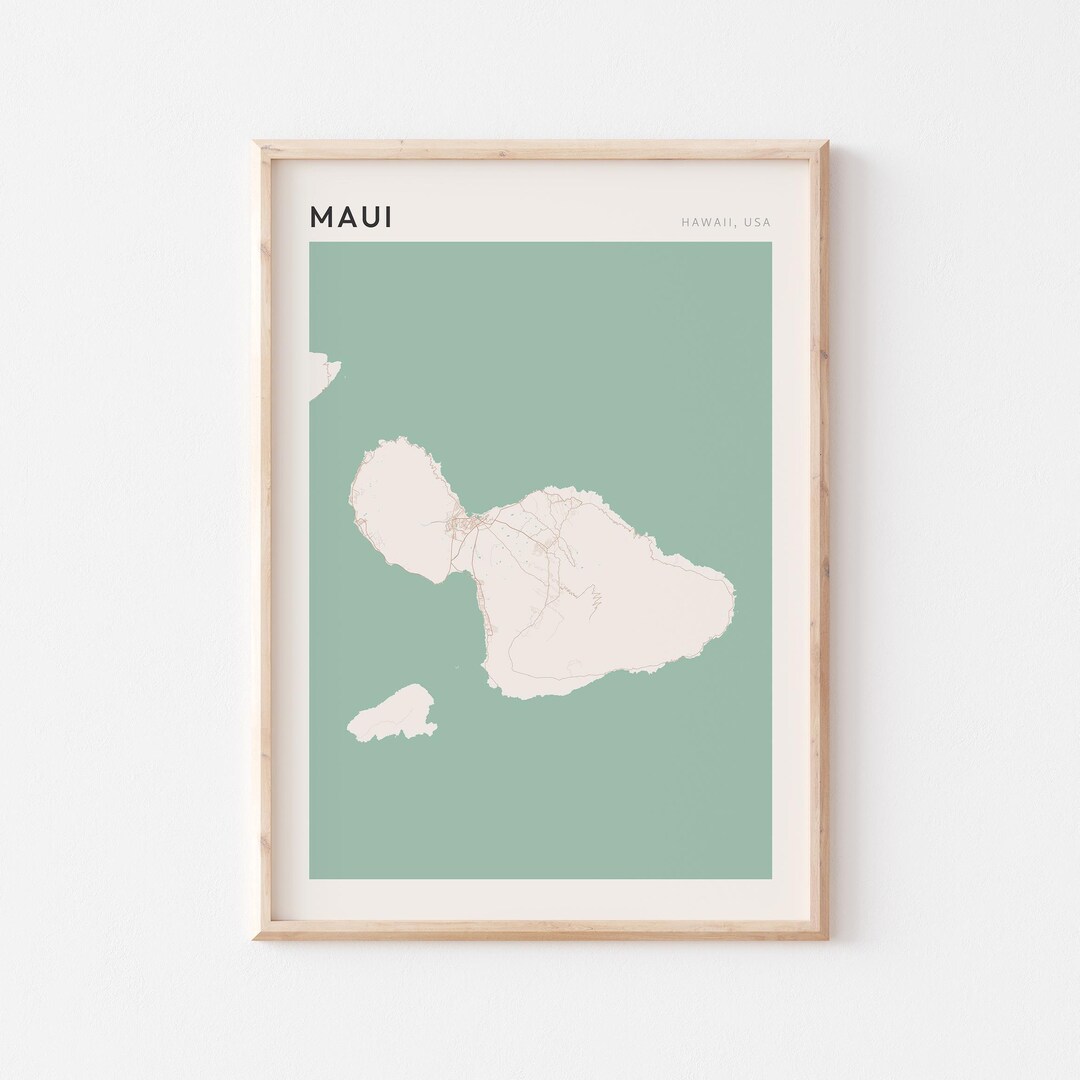 Maui Map Poster, Maui Print, Maui Poster, Maui Wall Art, Hawaii, Travel ...