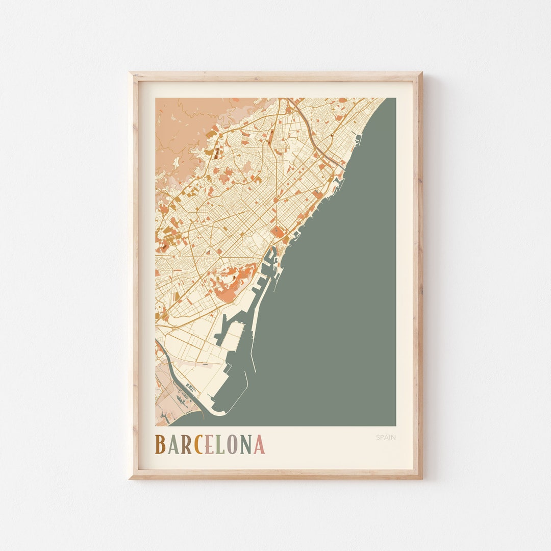 Barcelona Map Poster, Barcelona Wall Art, Barcelona City Map, Map of ...