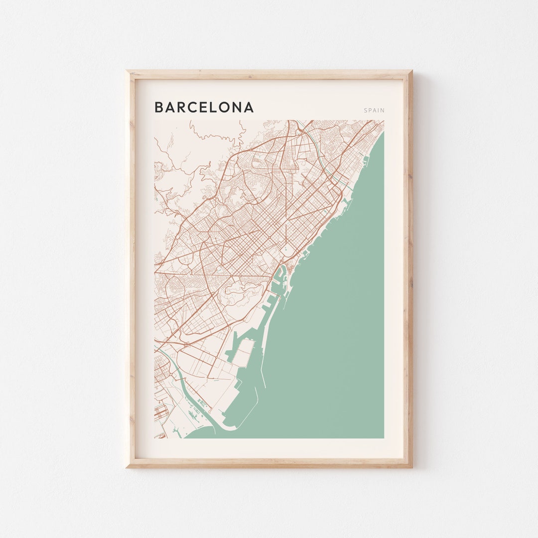 Barcelona Map Poster, Barcelona Wall Art, Barcelona City Map, Barcelona ...