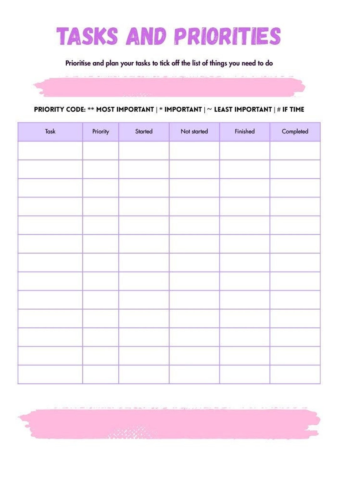 Tasks and Priorities Planning Checklist - Etsy