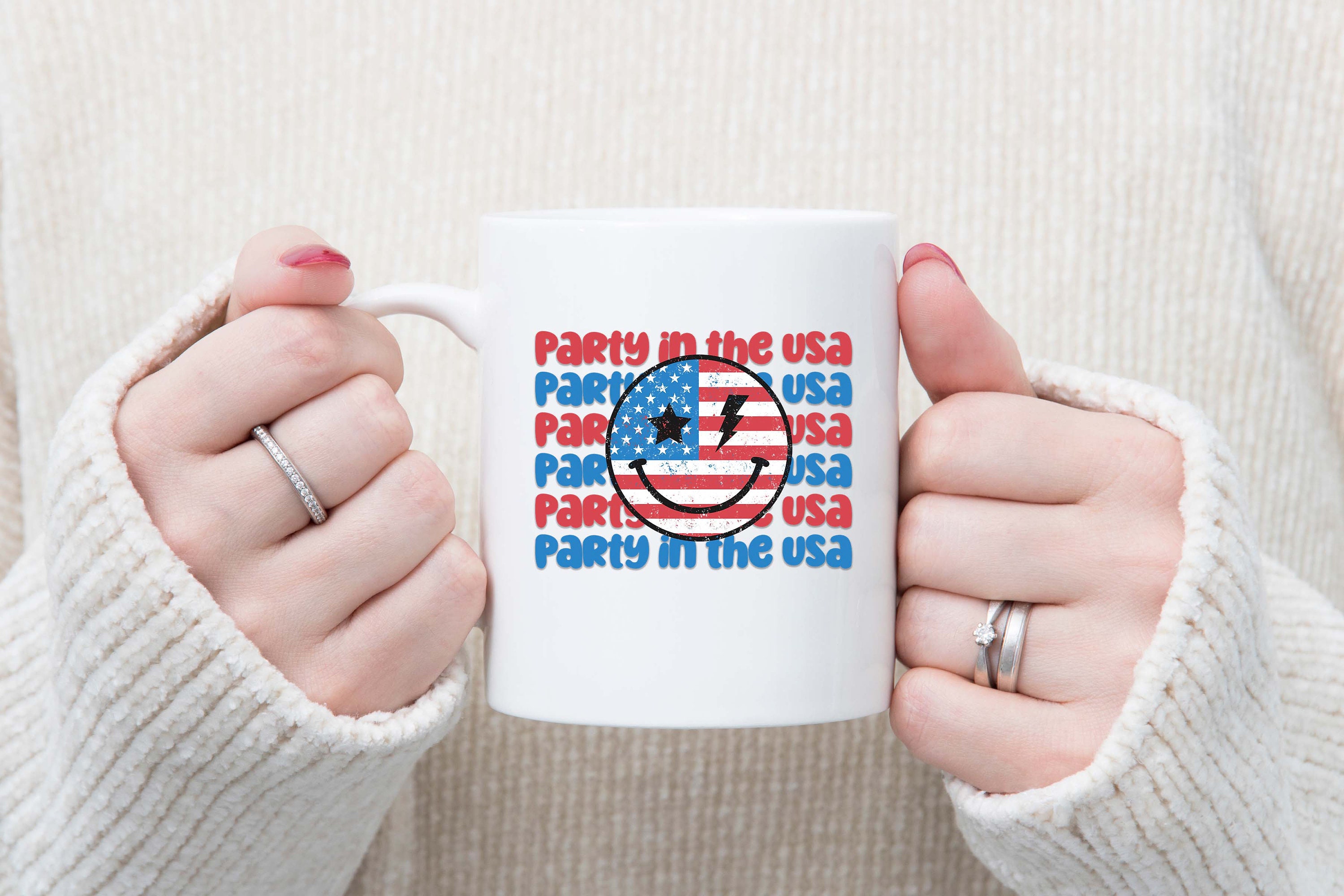 Party in the USA Smiley Face PNG File for Sublimation | Digital ...