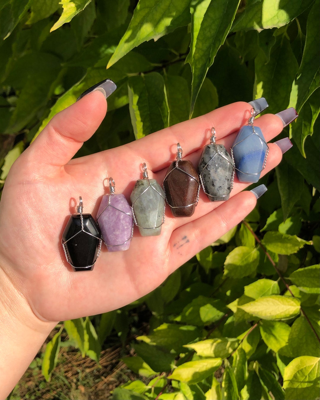 Crystal Coffin Pendant, Stainless Steel, Wire Wrapped Jewelry, Crystal ...