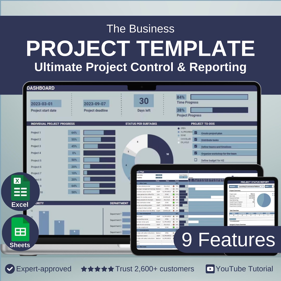 Project Management Template Business (google Sheets & Excel) – Project ...