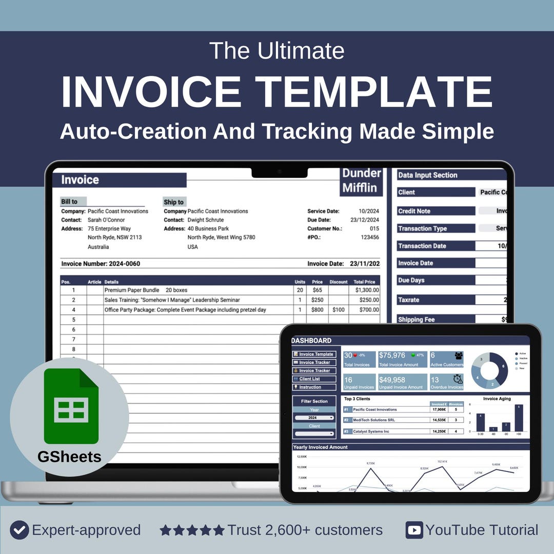 Invoice Tracker Google Sheets - Automated Invoice Template for Small ...