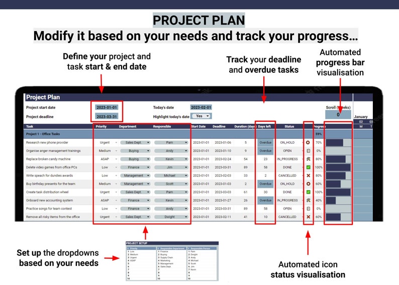 Project Management Template Professional (google Sheets & Excel ...