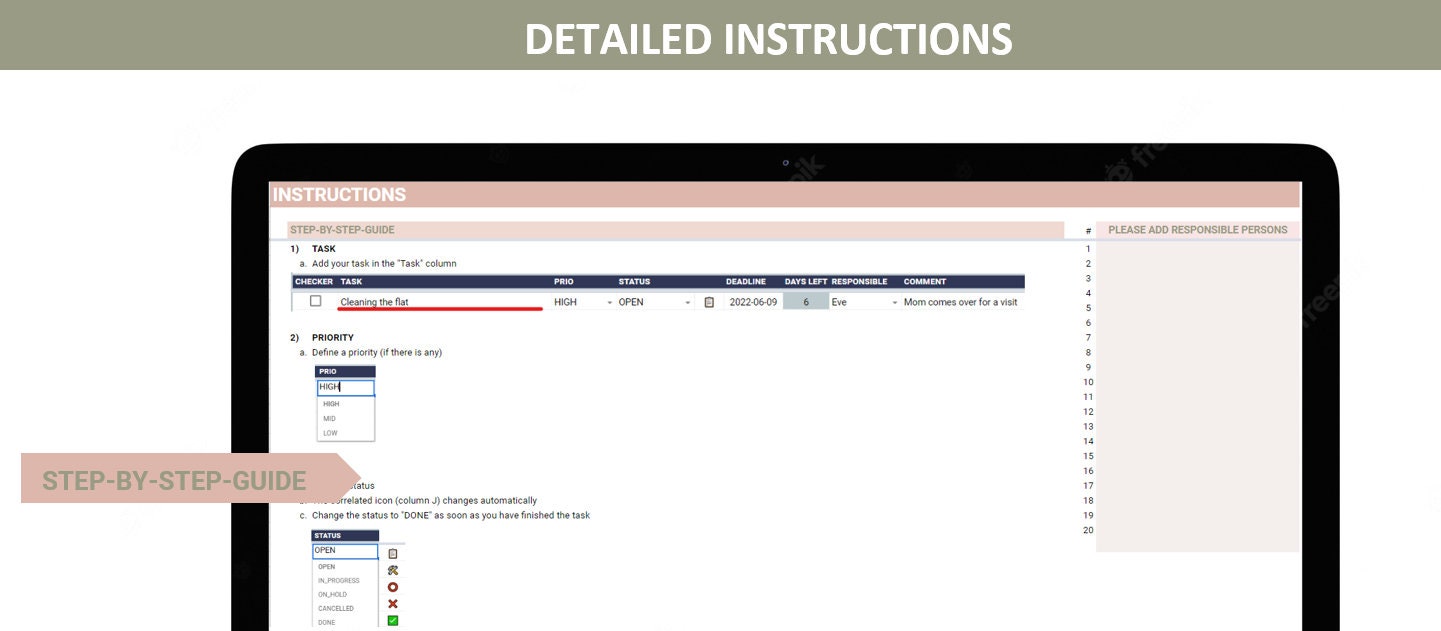 TO-DO LIST Digital Spreadsheet Excel Template Collaborative & Semi ...