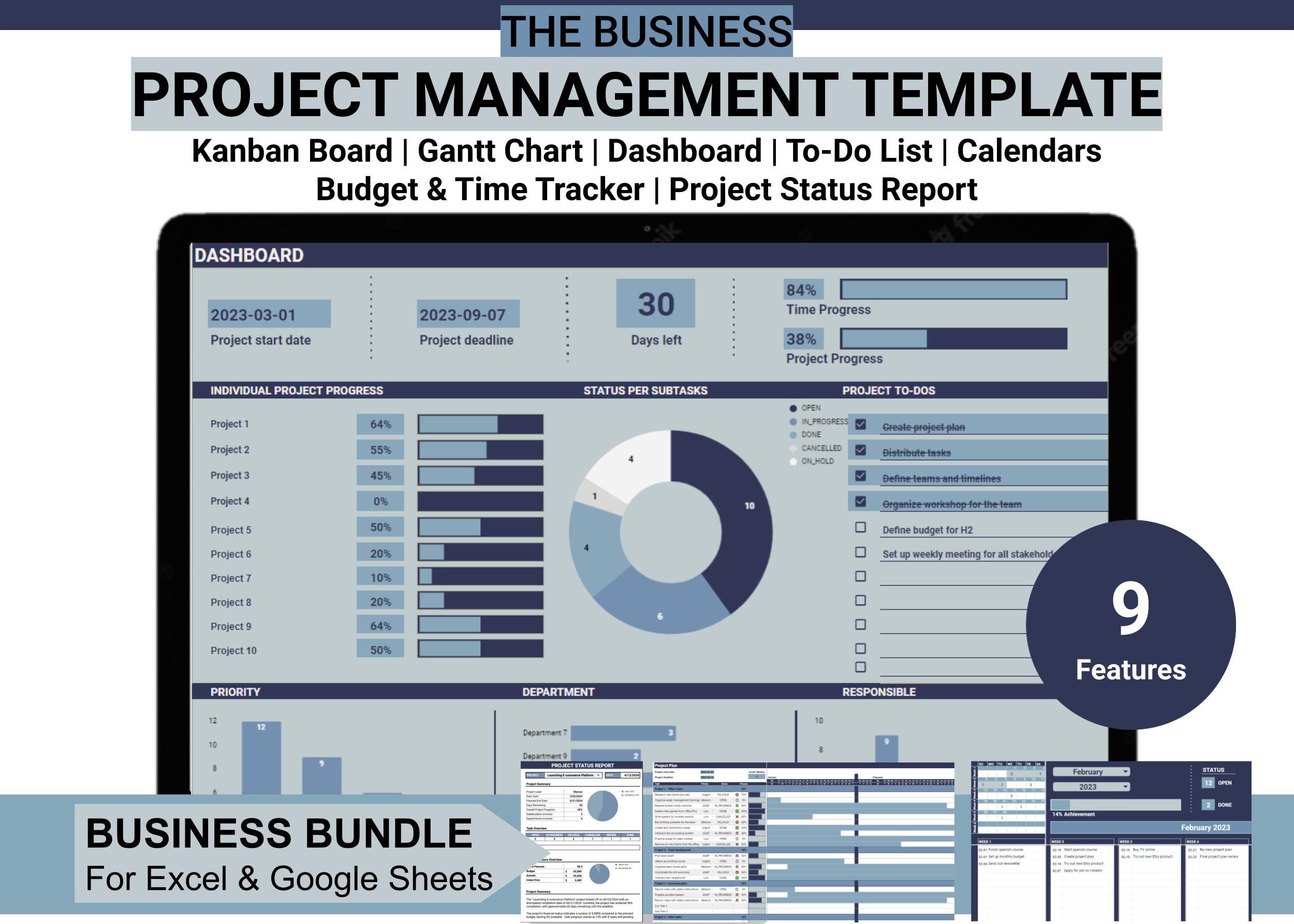 Project Management Template | Business | Excel | Google Sheets | Budget ...