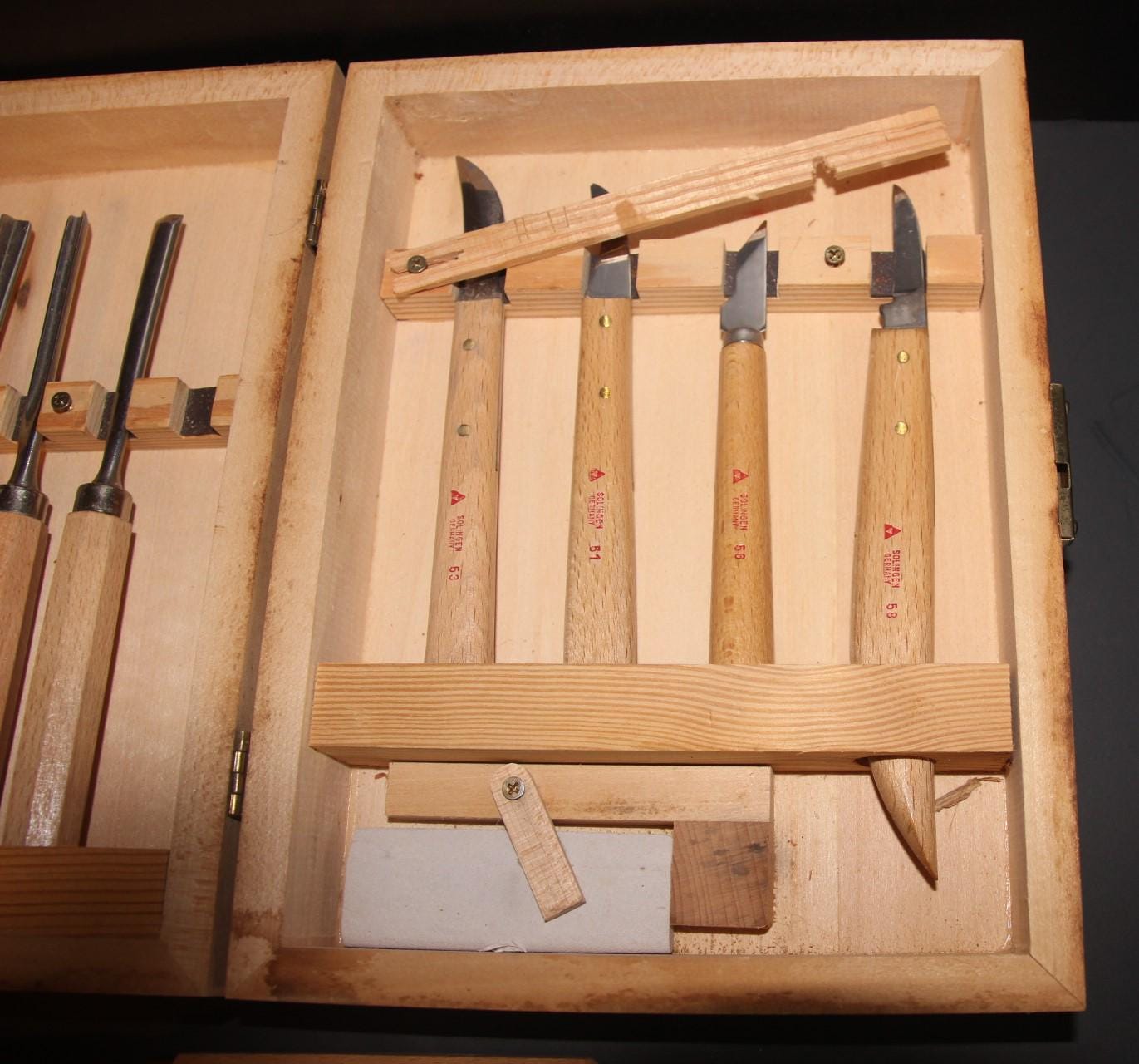 Complete Solingen Germany Wood Chisel Set in Sturdy Wood Case. 10 ...