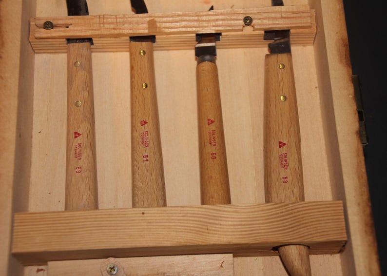 Complete Solingen Germany Wood Chisel Set in Sturdy Wood Case. 10 ...