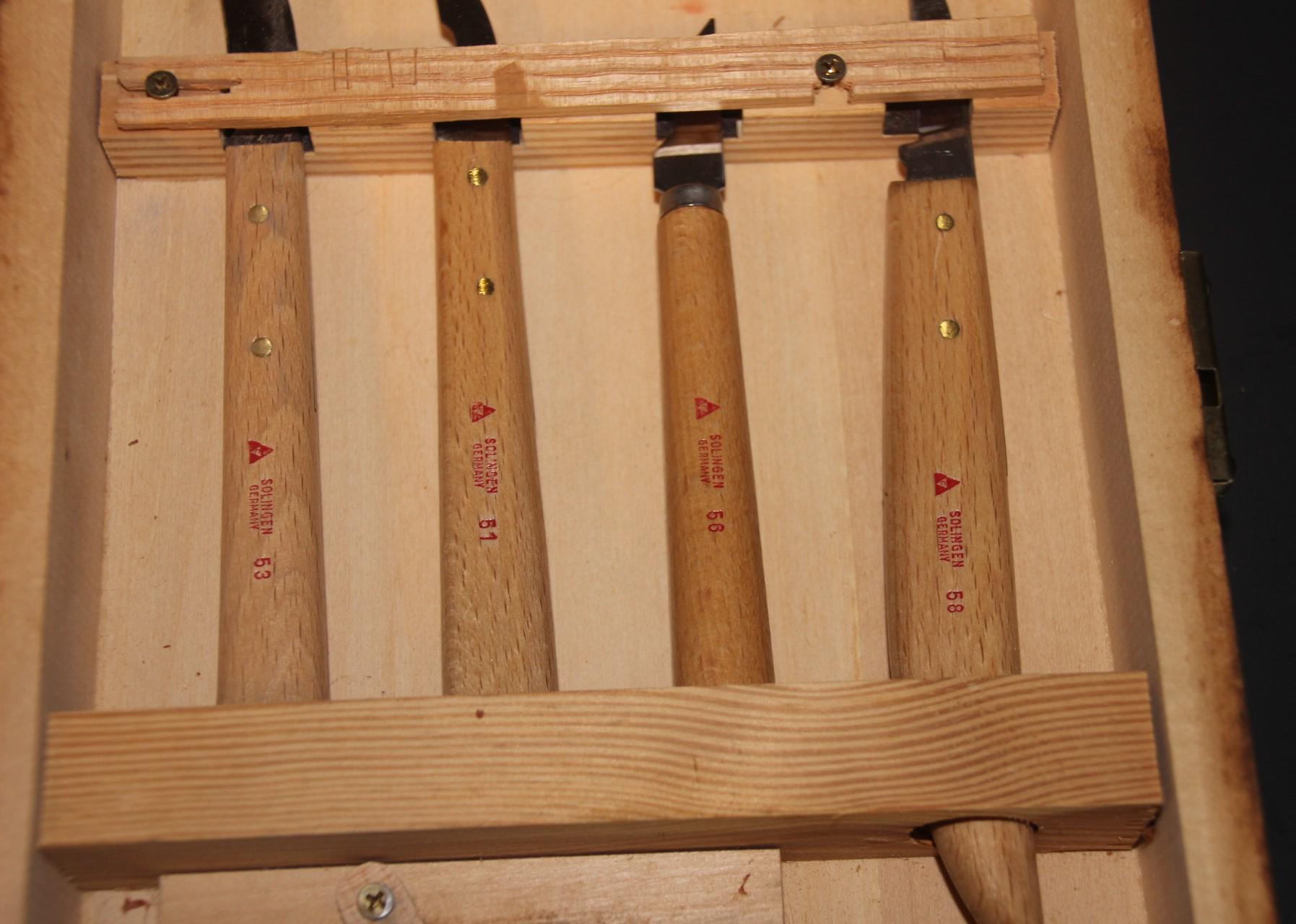 Complete Solingen Germany Wood Chisel Set in Sturdy Wood Case. 10 ...